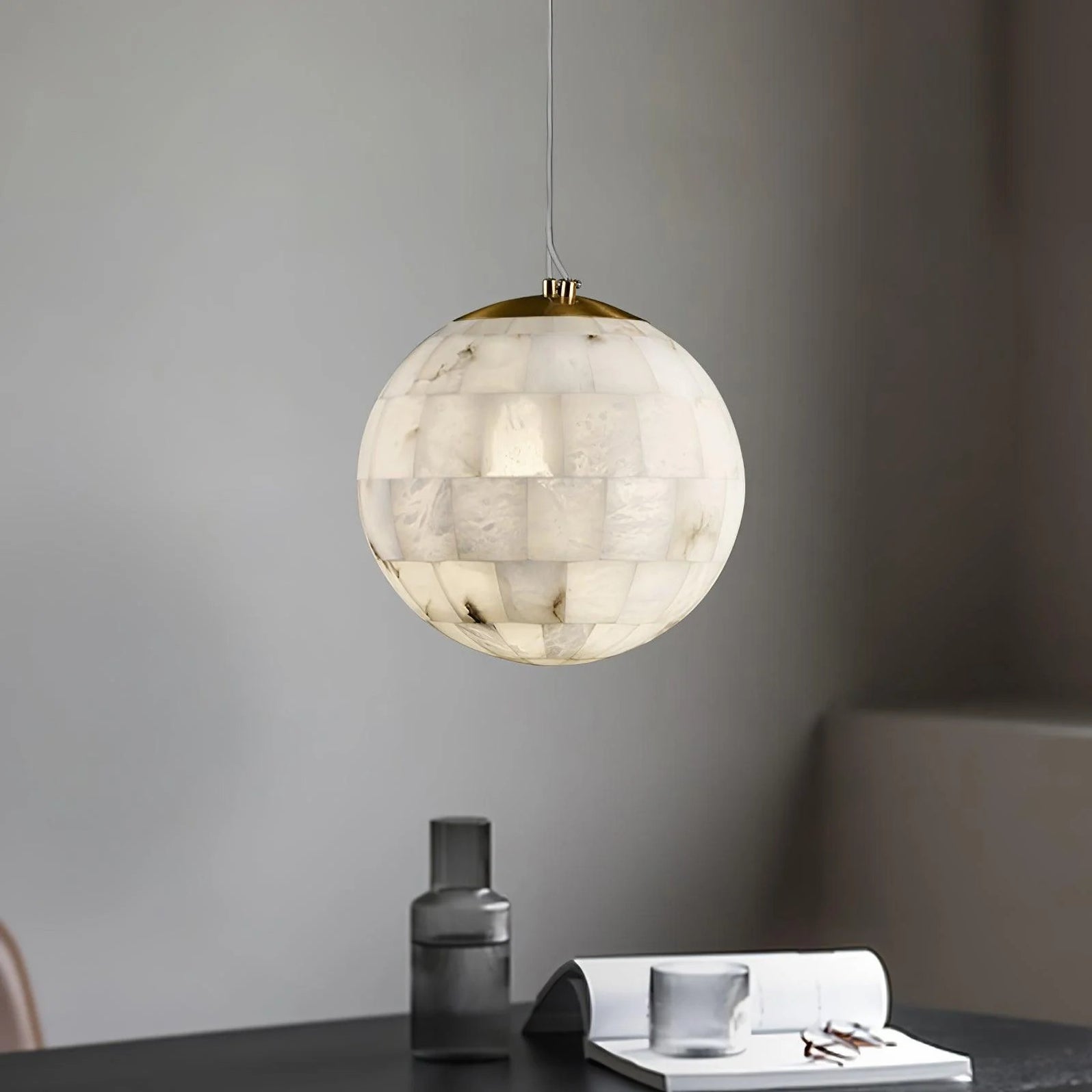 Alabaster Ball Pendant Light 11" — Mooiehome