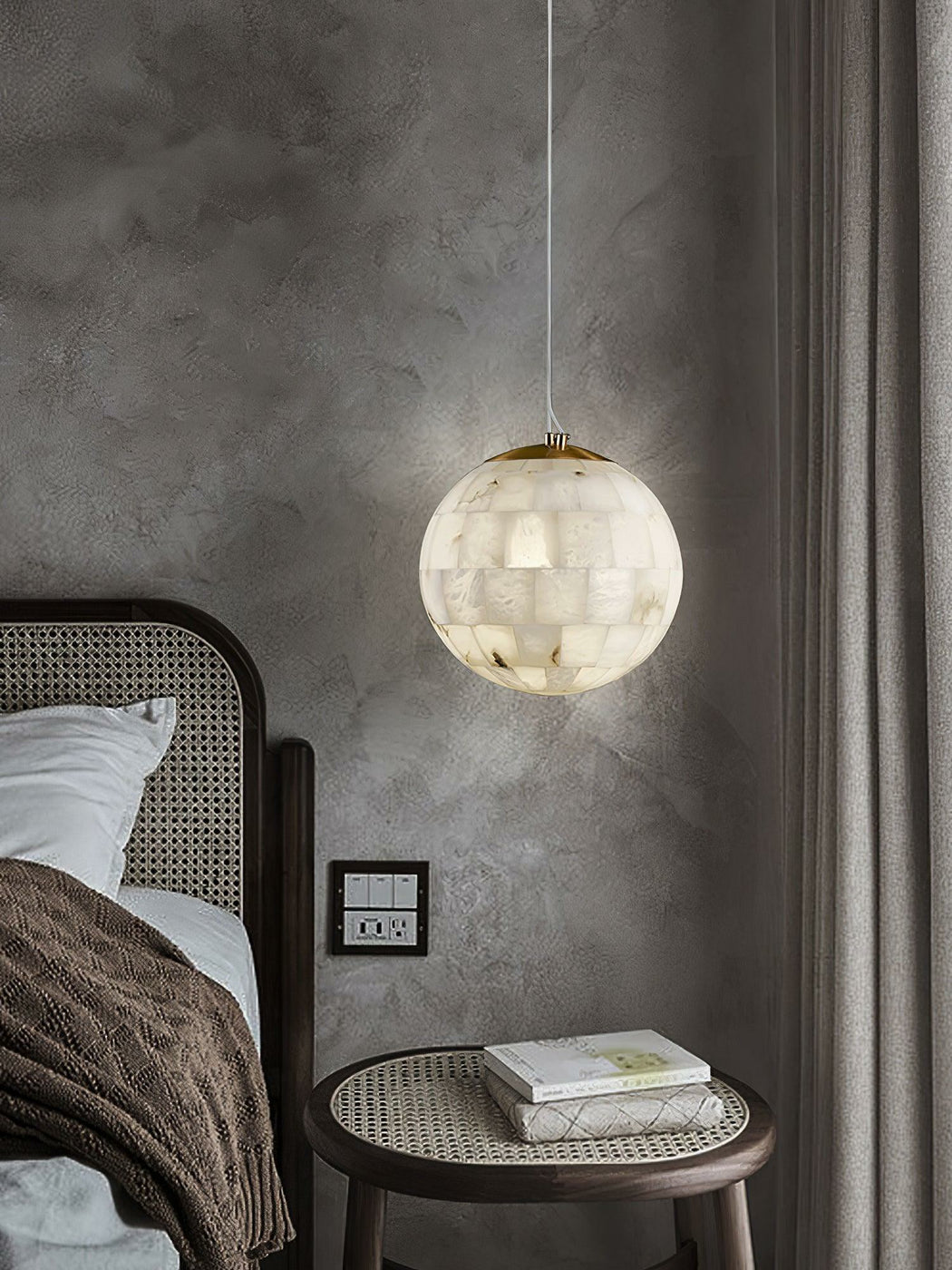 Alabaster Ball Pendant Light 11" — Mooiehome