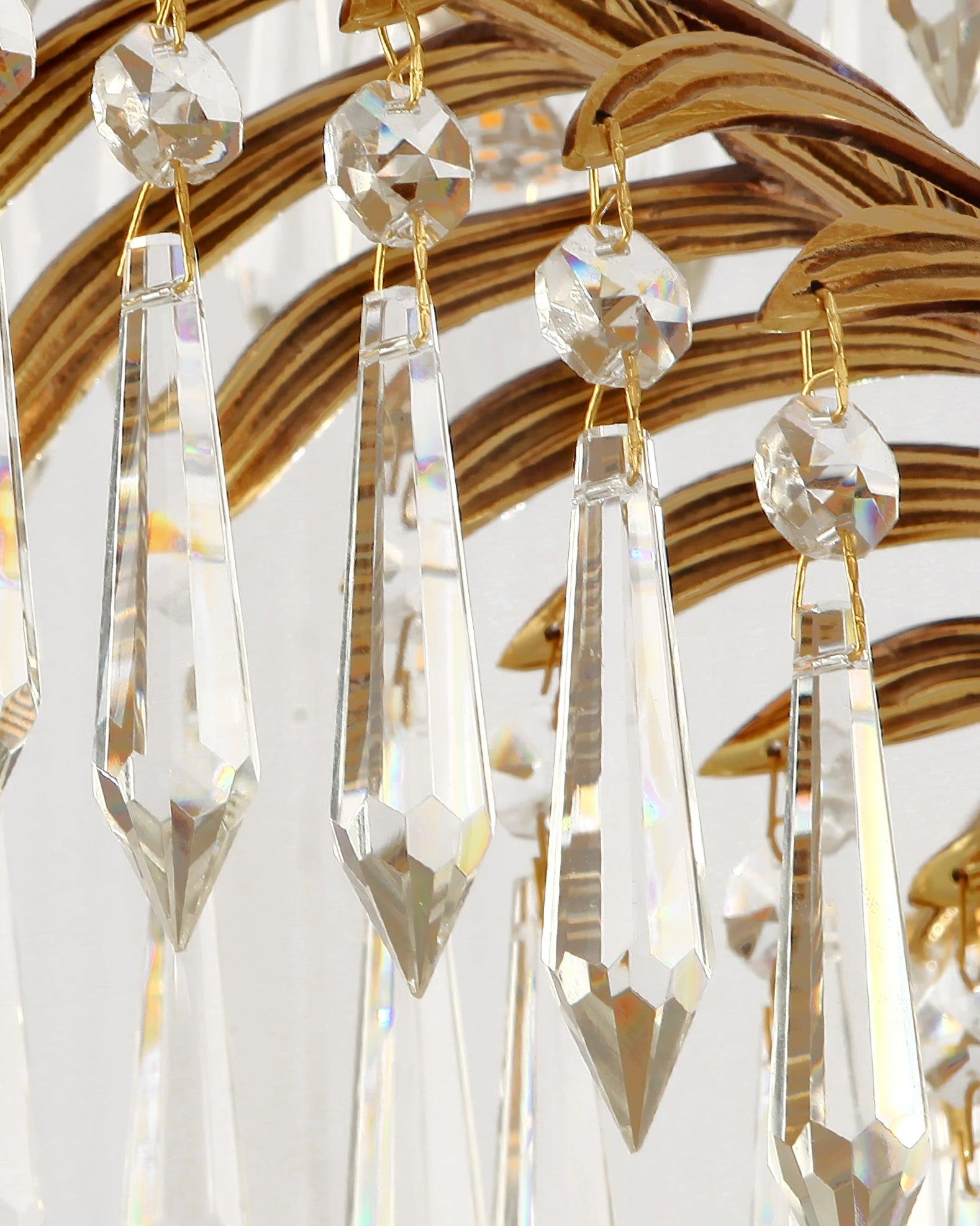 Brass Palm Leaf Crystal Chandelier — Mooiehome